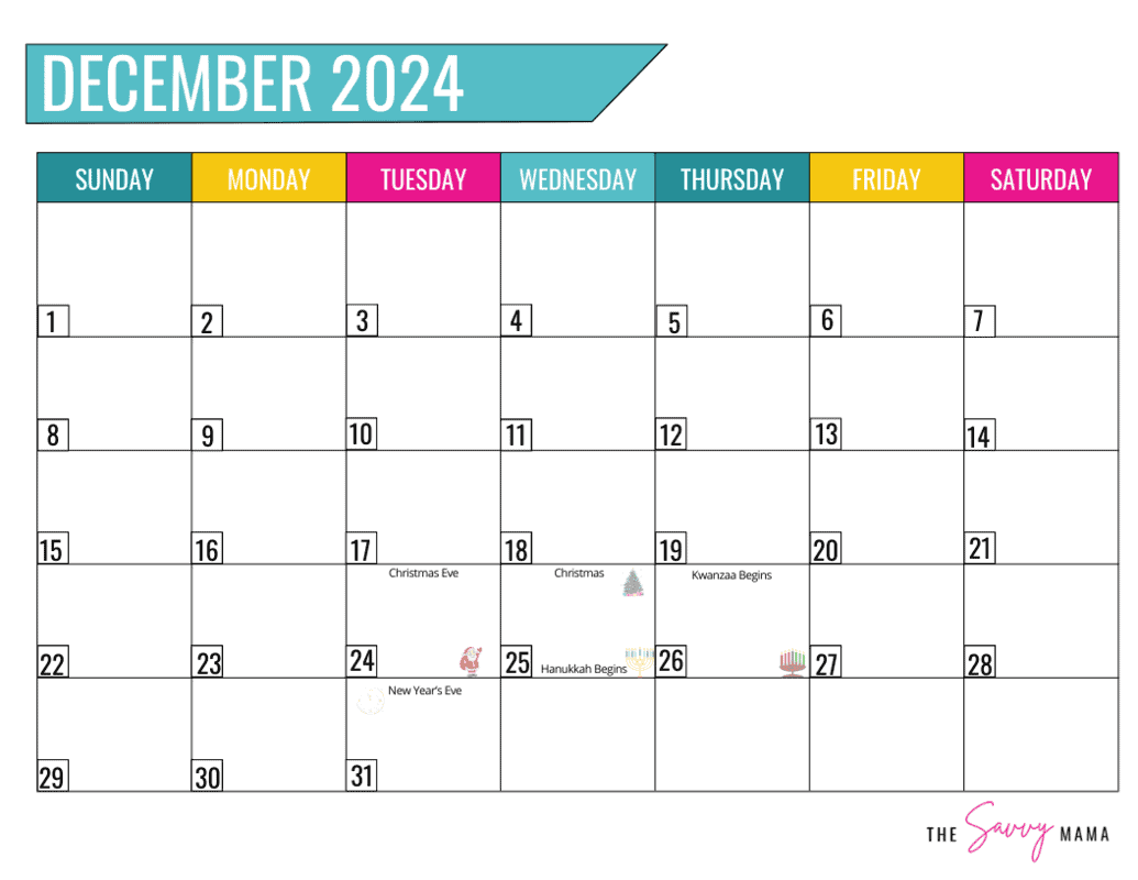 Free December Calendar (2024): Get Organized This Holiday