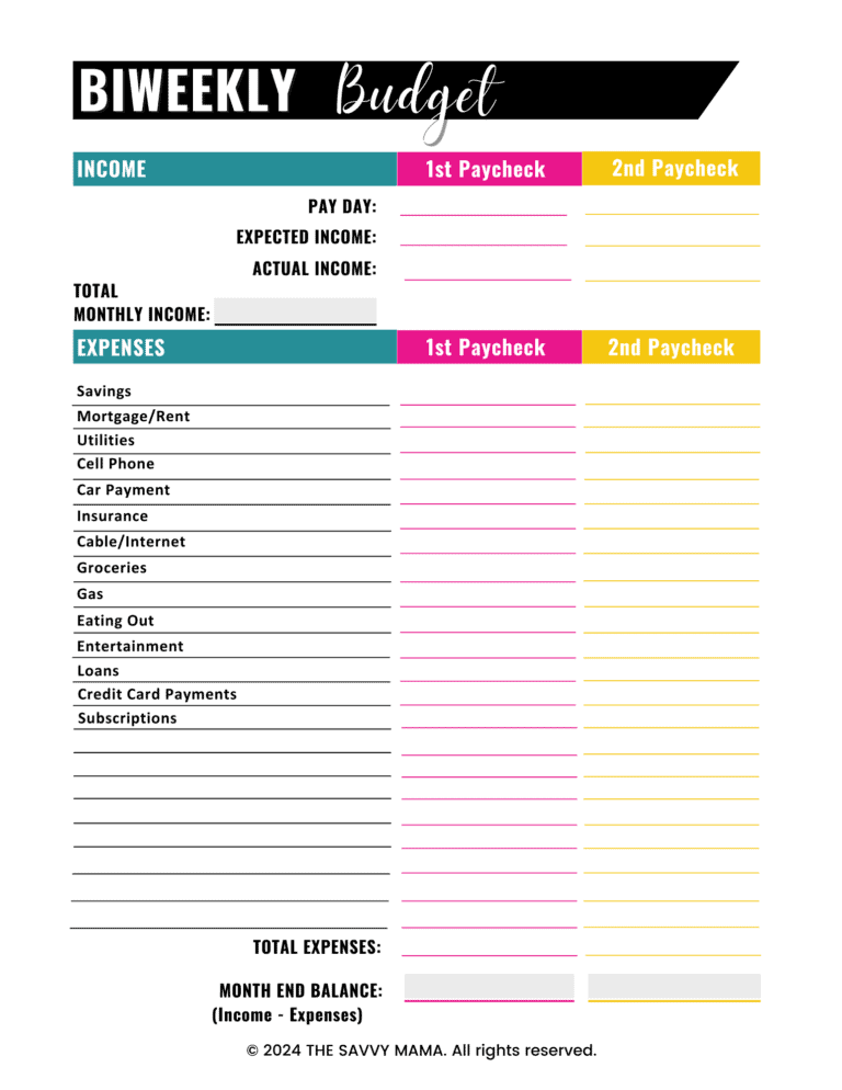 Biweekly Budget Template: 6 Easy Steps To Organize Finances