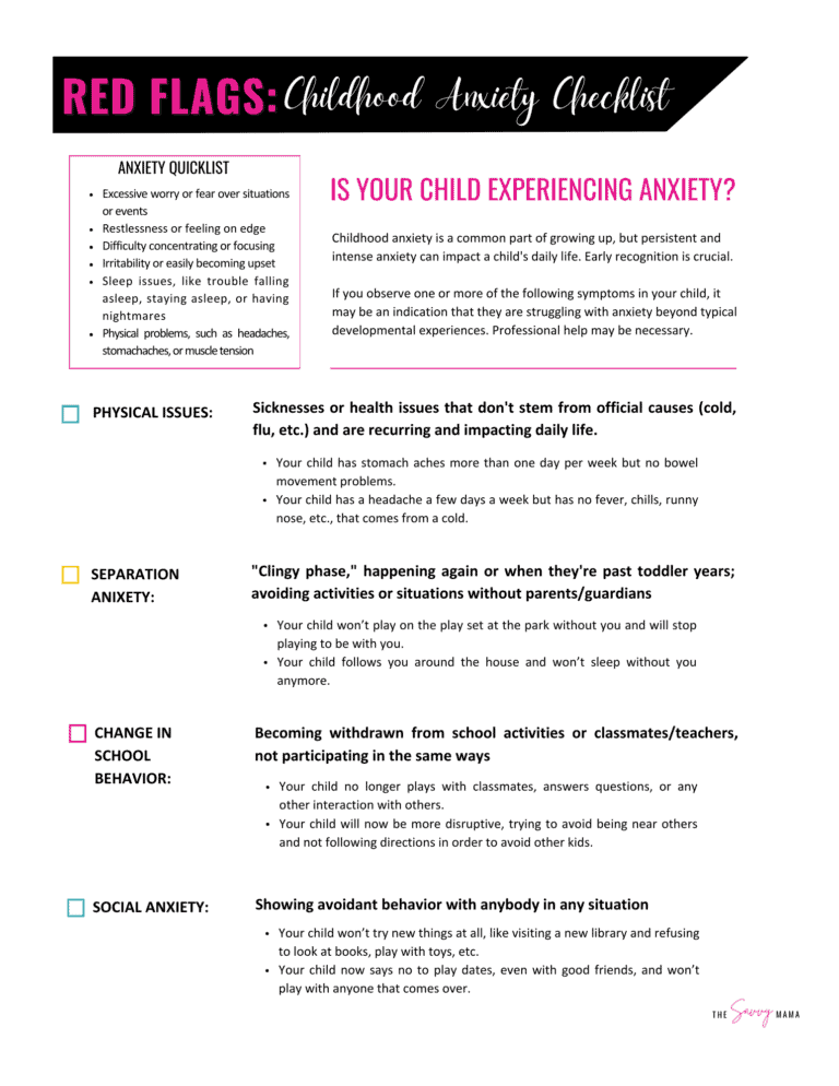 Childhood Anxiety Symptoms Checklist (2025): Help Your Anxious Child