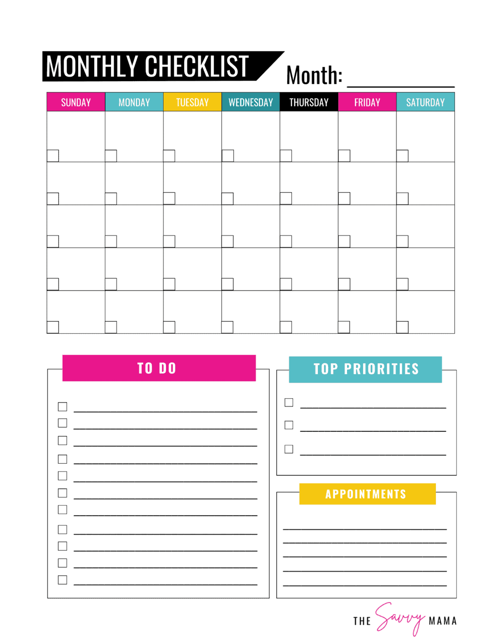 FREE Monthly Checklist: 9 Steps To Organize Your Month