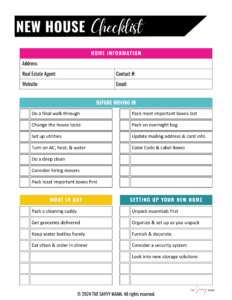 Free Essential New House Checklist Printable
