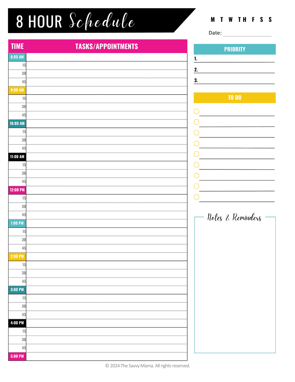 FREE Hourly Schedule Template Collection (2024)