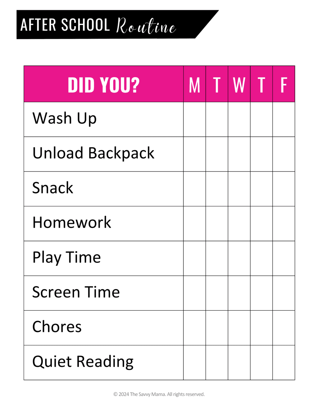 Easy After School Routine For Kids (Free Printable!)